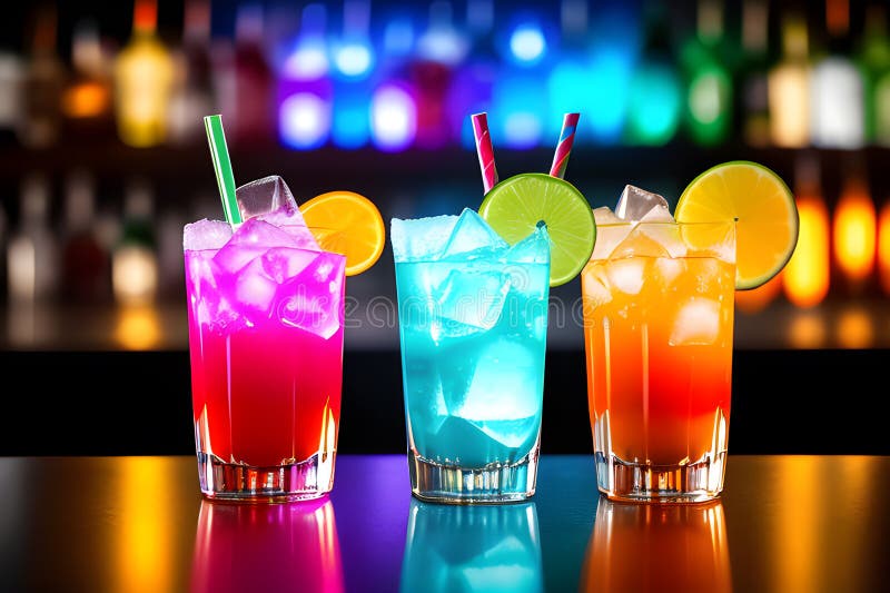 Colorful Drinks on a Table Generated by Ai Stock Illustration ...