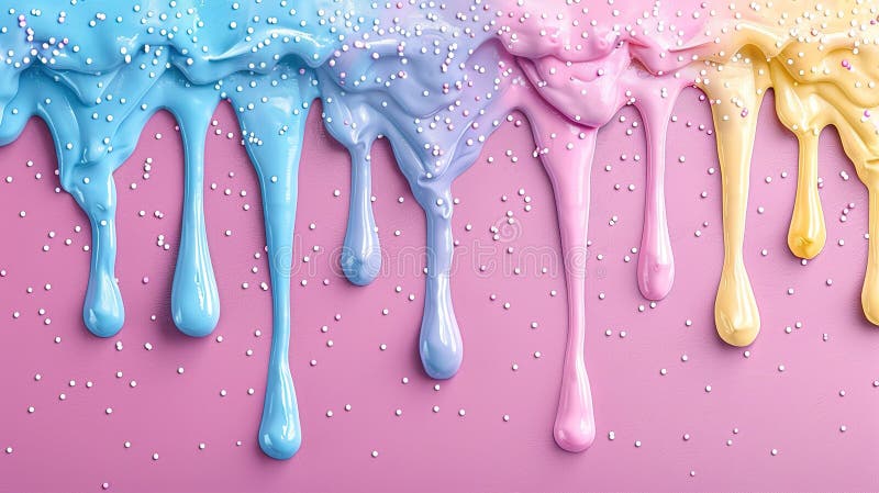 Colorful Dripping Glaze with Sprinkles on Pink Background Stock ...