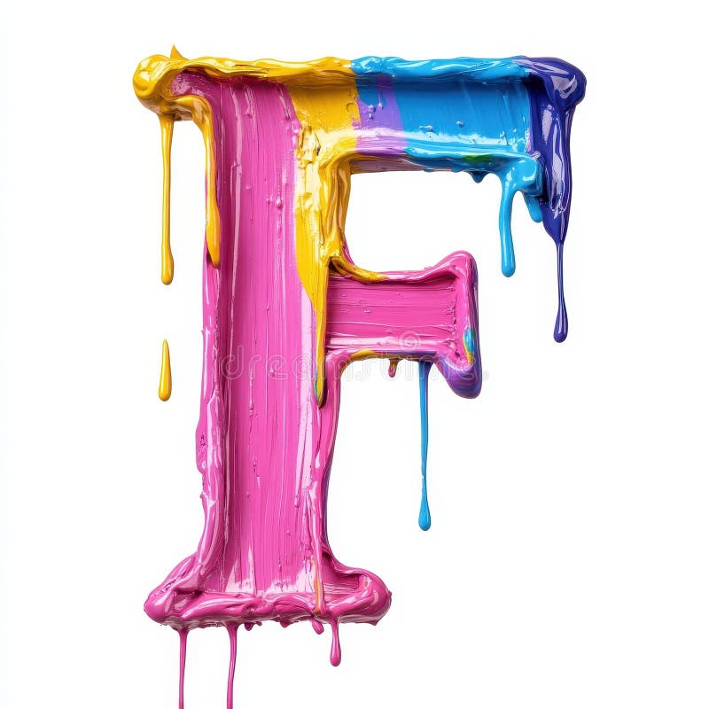 A Colorful, Dripping Letter "F" Created with Vibrant Paint Stock ...