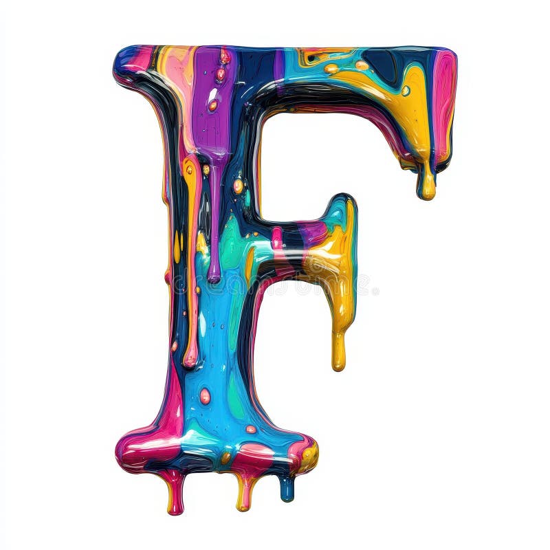 A Colorful, Dripping Letter "F" Designed with Vibrant Paint Textures ...