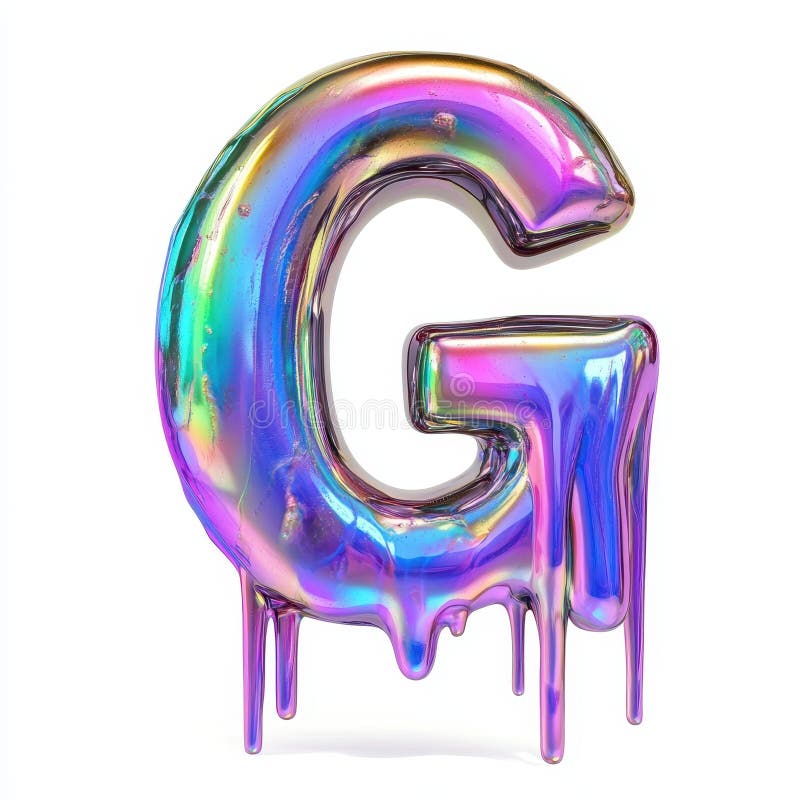 A Colorful, Dripping Letter "G" with a Glossy, Iridescent Finish Stock ...