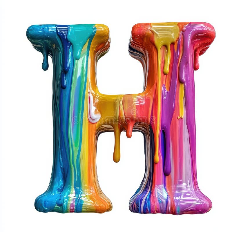Colorful, Dripping Letter "H" with Vibrant Paint Textures Stock ...
