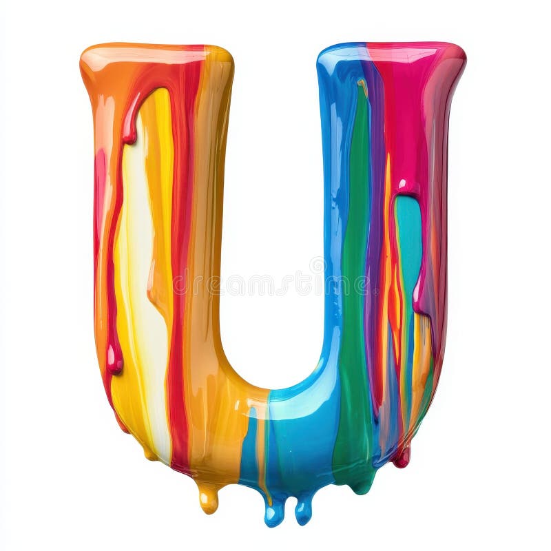 Colorful Dripping Letter "U" with a Vibrant Paint Effect Stock ...