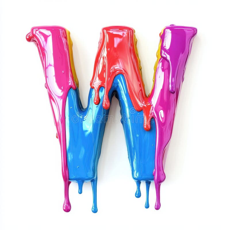 A Colorful, Dripping Letter W Designed with Vibrant Paint Stock ...