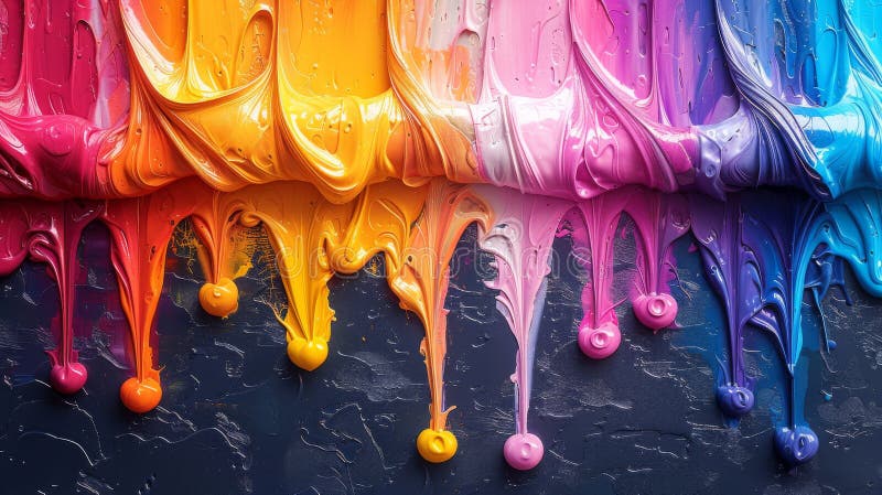 Colorful Dripping Paint on Dark Surface Stock Photo - Image of abstract ...
