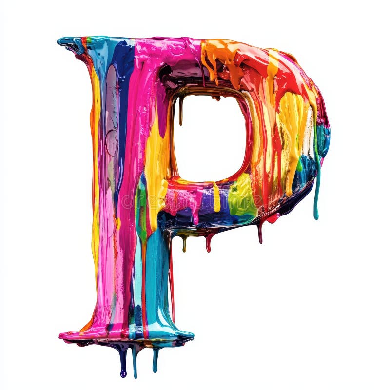 A Colorful, Dripping Paint Letter P Showcasing Artistic Expression and ...