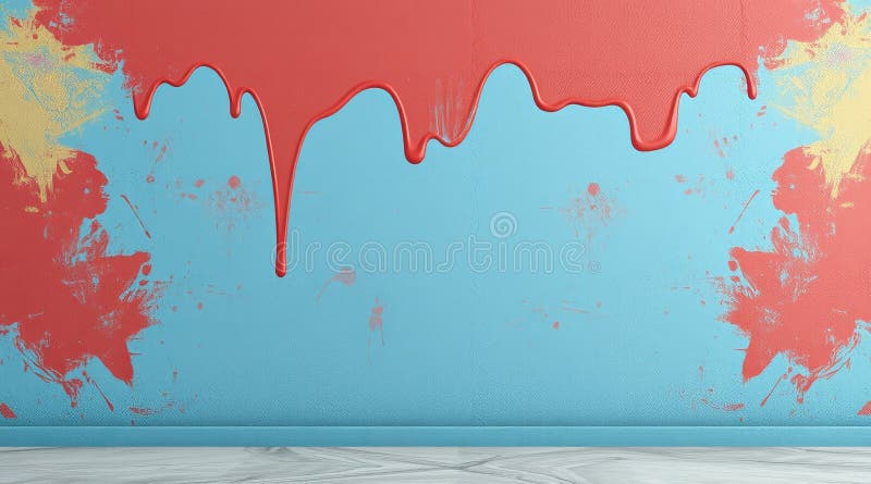 Colorful Dripping Paint on Textured Wall with Splatter Background Stock ...