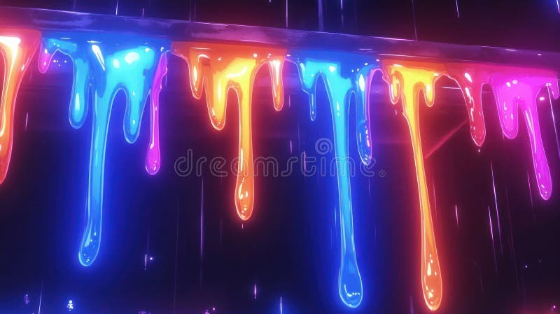 Colorful Dripping Paint in Vibrant Neon Shades Creates a Dynamic Visual ...