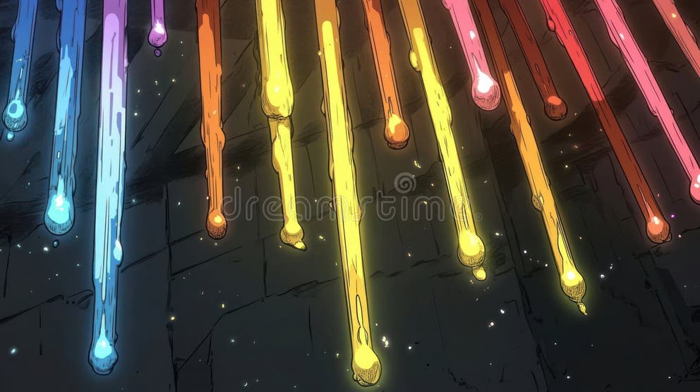 Colorful Drips of Paint or Liquid Hanging from Above, Creating a ...