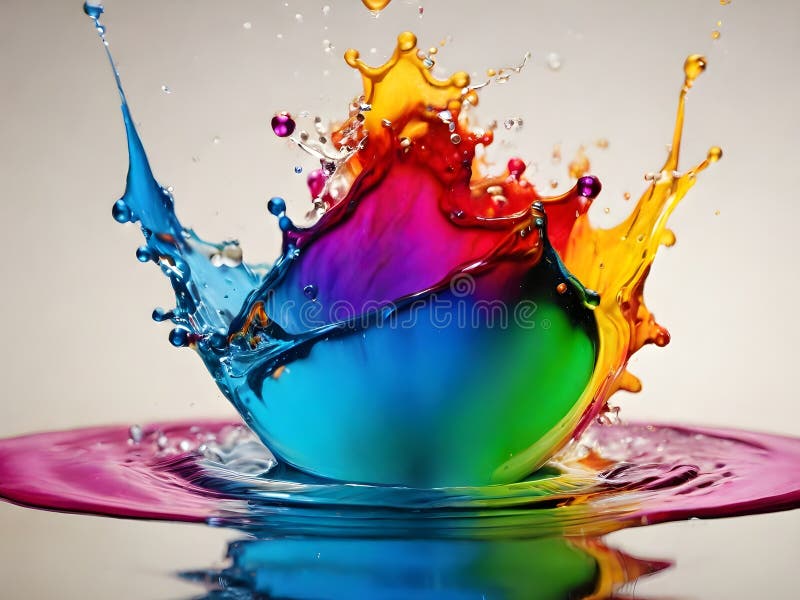 Colorful Droplet of Water Splashes in Different Direction Stock ...
