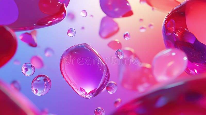 Colorful Droplets and Bubbles Reflecting Light in an Artistic Display ...