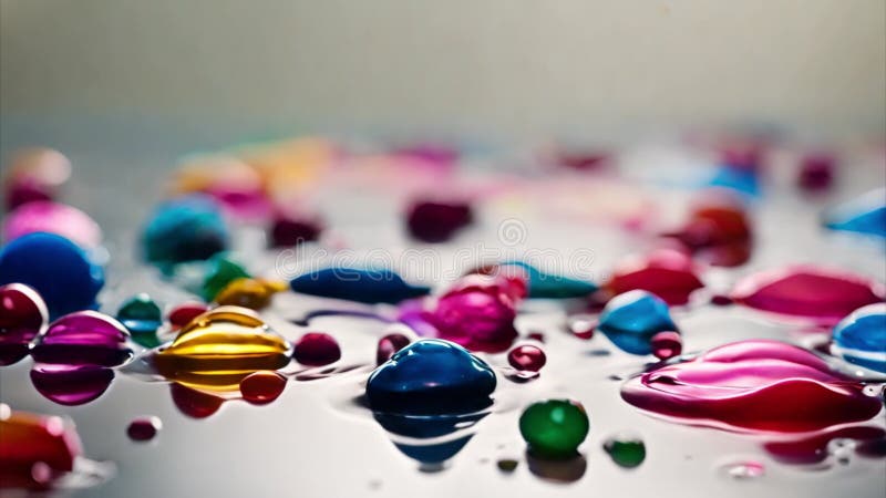 Colorful Drops of Liquid on Water Stock Video - Video of shape, pattern ...