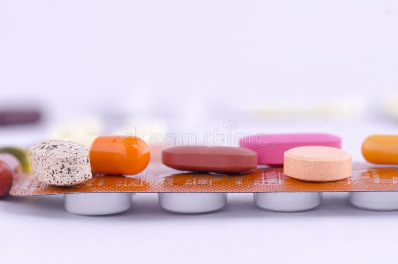 Colorful Drugs on Top a Packed Medication Stock Image - Image of ...