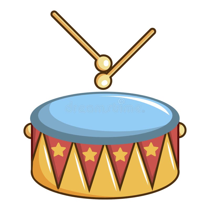 Colorful Drum and Drumsticks Icon, Cartoon Style Stock Vector ...