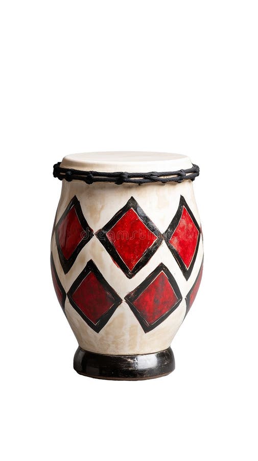 Colorful Drum with Red Diamond Pattern on Transparent Background Stock ...