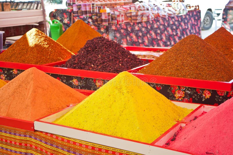 Colorful Dry Tea or Spices at Turkish Market Stock Image - Image of ...