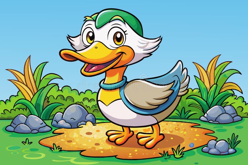 A Colorful Duck Cartoon Style Vector Illustration Stock Vector ...