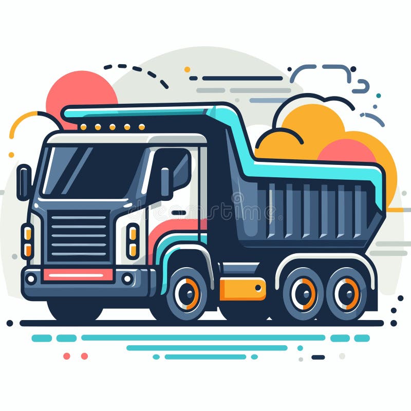 Colorful Dump Truck Illustration with Abstract Background Stock ...