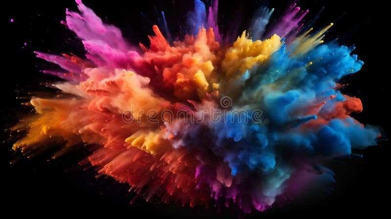 Colorful Dust Explosion on Black Background Creative Wallpaper Texture ...
