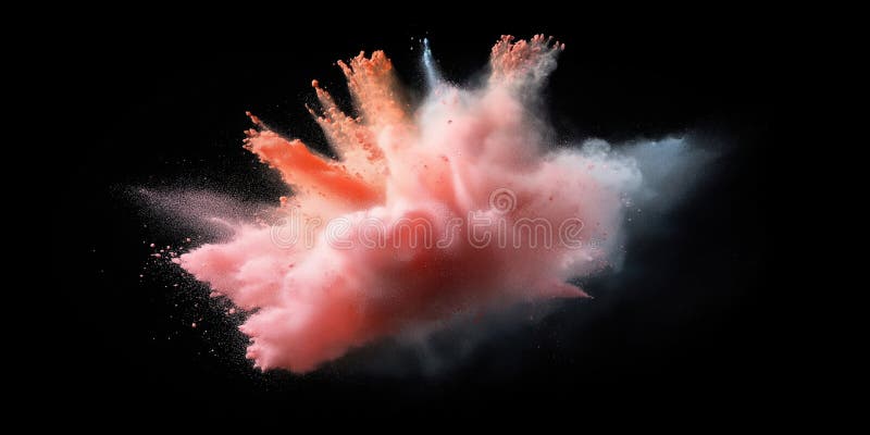 Colorful Dust Explosion Isolated on Black Background. Vibrant Hues of ...
