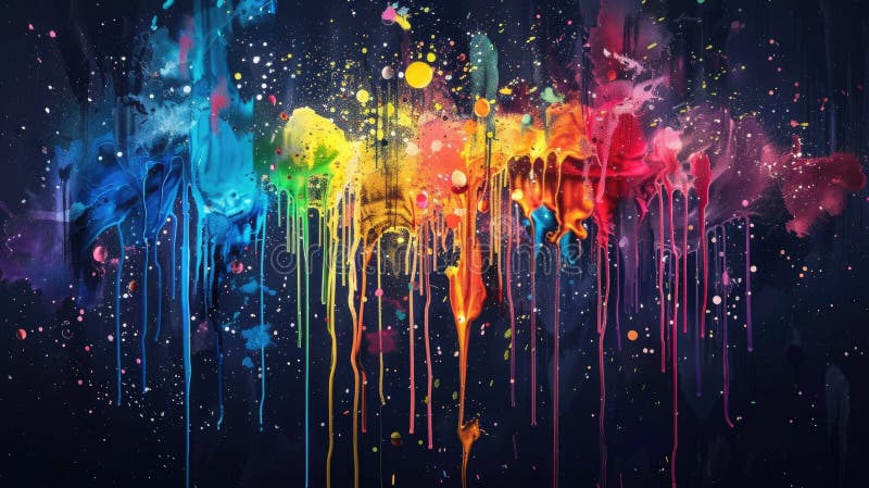 Colorful and Dynamic Abstract Paint Splash Artwork Set Against a Dark ...