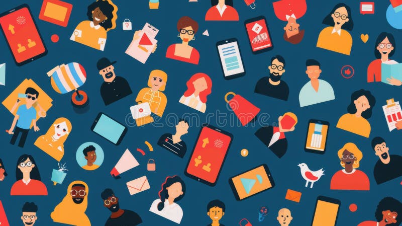 Colorful, Dynamic Collage Illustrating Diverse Community of People ...