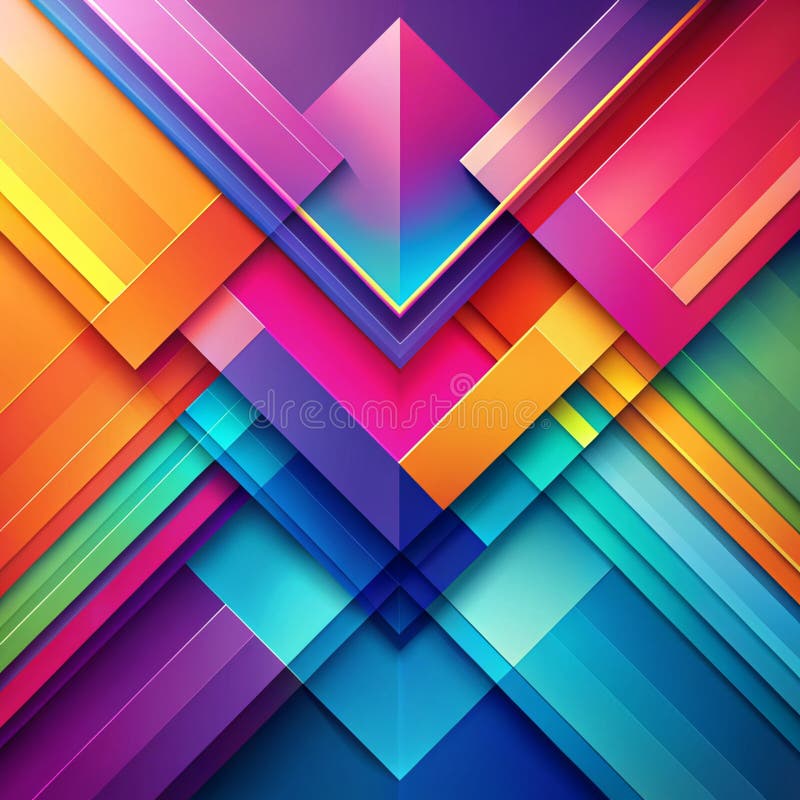 Colorful Dynamic Geometric Shapes on Diagonal Gradient Background ...