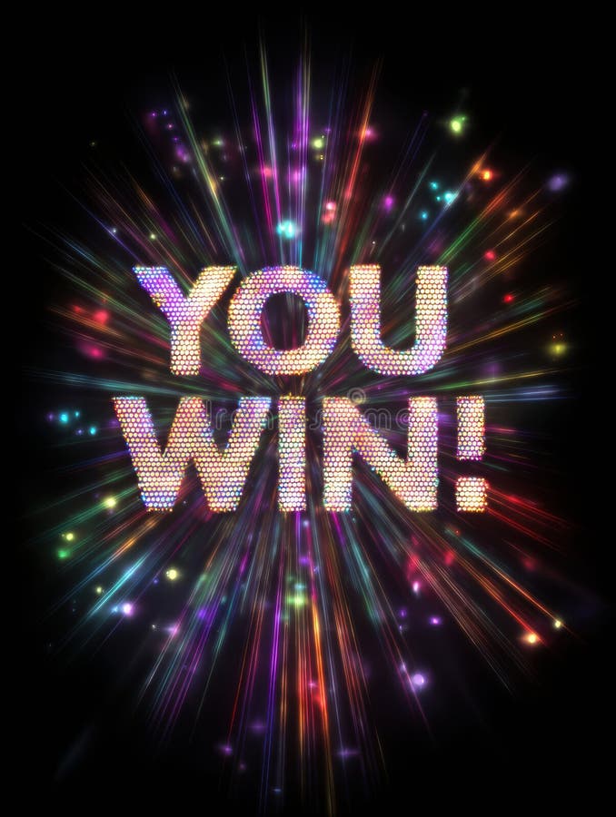 Floating Holographic Display of You Win Animation with Vibrant Burst ...