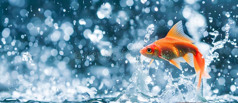 Colorful and Dynamic Image of a Fish Jumping Out of the Water Causing ...