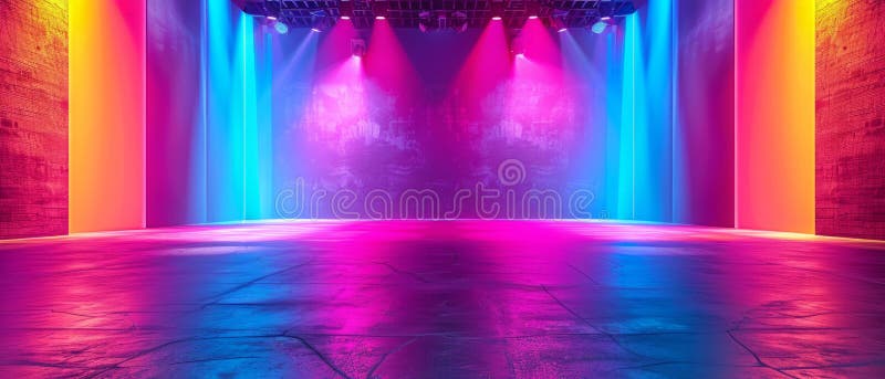 Colorful and Dynamic Lighting Effects on an Empty Stage for Creative ...