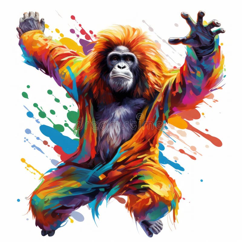 Colorful and Dynamic Monkey Clipart in Realistic Illustration Stock ...