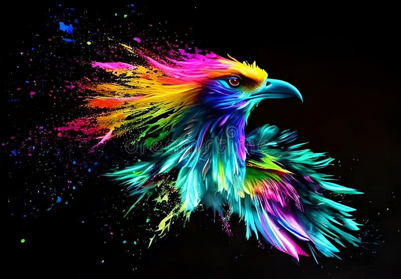 A Colorful Eagle Made from Torn Paper Layers Stock Illustration ...