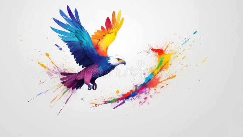 Colorful Eagle in Flight with Paint Splatter Stock Illustration ...