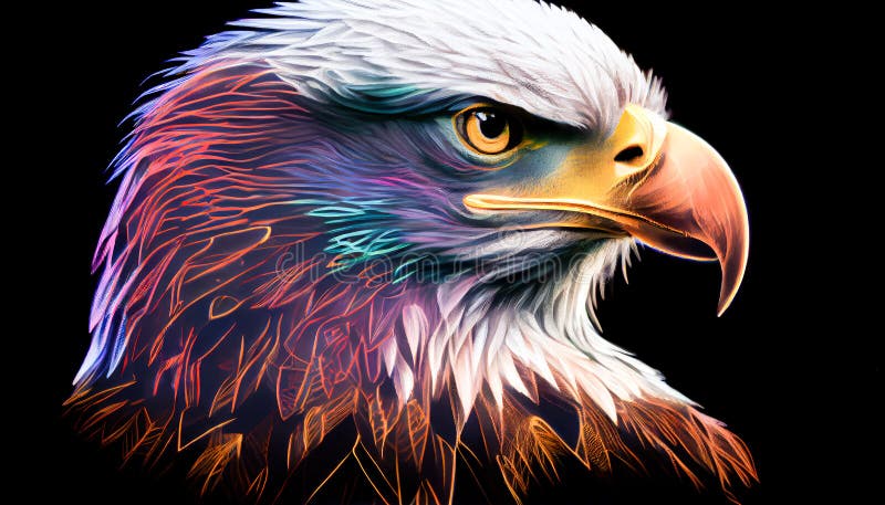Colorful Eagle Head. Generative AI Stock Illustration - Illustration of ...