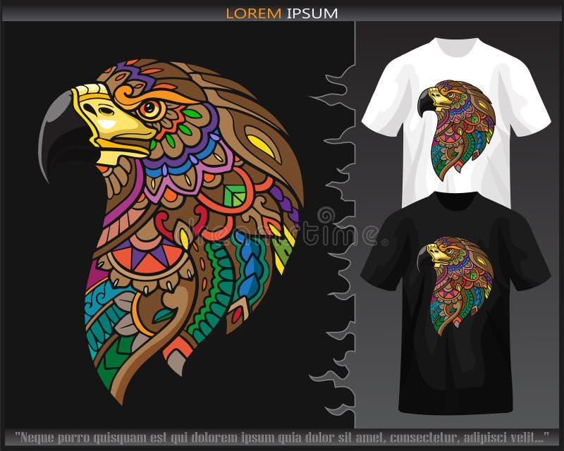Colorful Eagle Head Mandala Arts Isolated on Black and White T Shirt ...