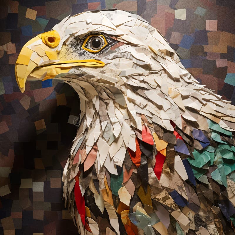 A Colorful Eagle Made from Torn Paper Layers Stock Illustration ...