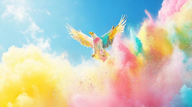 Colorful Eagle Soaring, Powder Explosion, Sky, Freedom Stock Image - Image of soaring, abstract ...