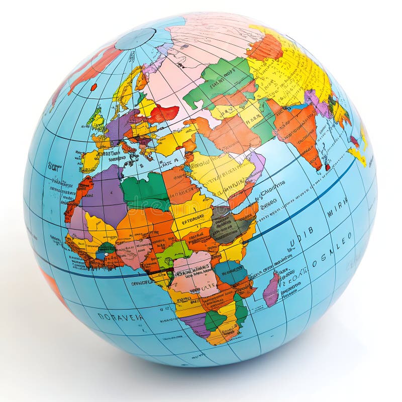 Colorful Earth Globe Isolated on White Background Stock Illustration ...