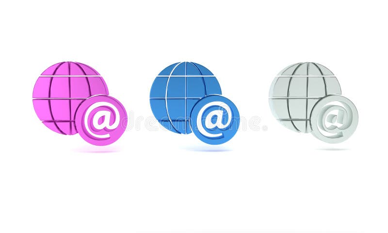 Colorful Earth Globe with Mail and E-mail Icon Isolated on White ...