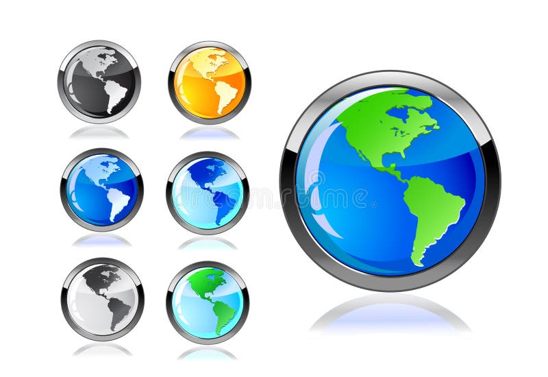 Web Buttons with Earth Globe Stock Vector - Illustration of elements ...
