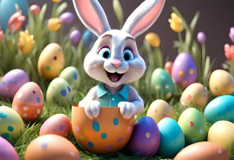 Colorful Easter Bunny Delight Stock Illustration - Illustration of ...