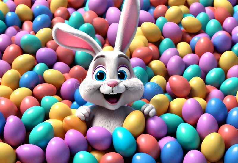 Colorful Easter Bunny Delight Stock Illustration - Illustration of ...