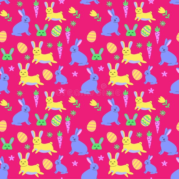 Colorful Easter Bunny and Egg Pattern Design for Festive Celebrations ...