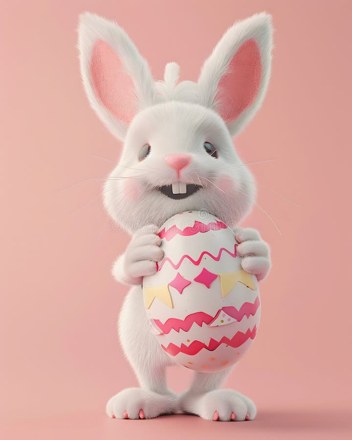 Colorful Easter Bunny on a Pastel Color Background Stock Illustration ...