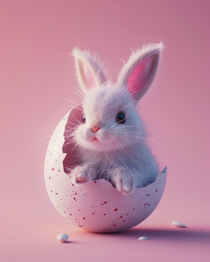 Colorful Easter Bunny on a Pastel Color Background Stock Illustration ...