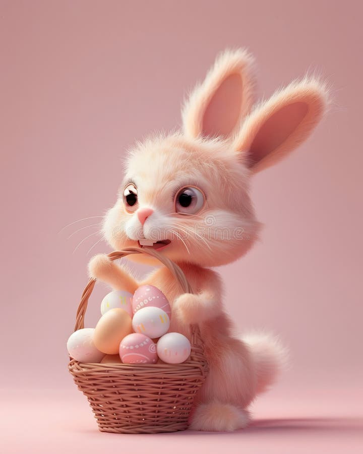 Colorful Easter Bunny on a Pastel Color Background Stock Illustration ...