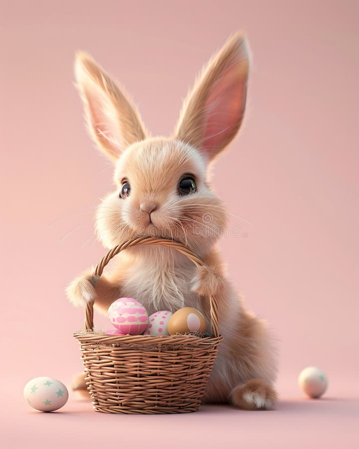 Colorful Easter Bunny on a Pastel Color Background Stock Illustration ...