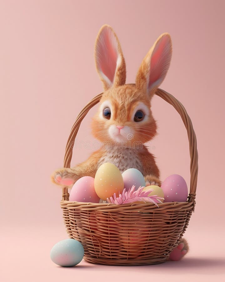 Colorful Easter Bunny on a Pastel Color Background Stock Illustration ...