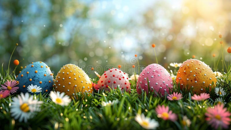 Colorful Easter Card with Customizable Message Area. Stock Illustration ...