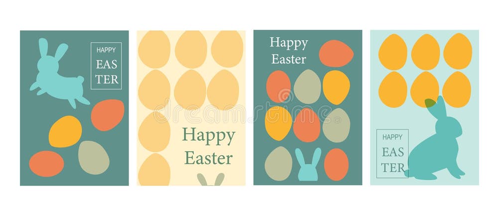 Colorful Easter Card Designs with Bunnies and Eggs Stock Vector ...